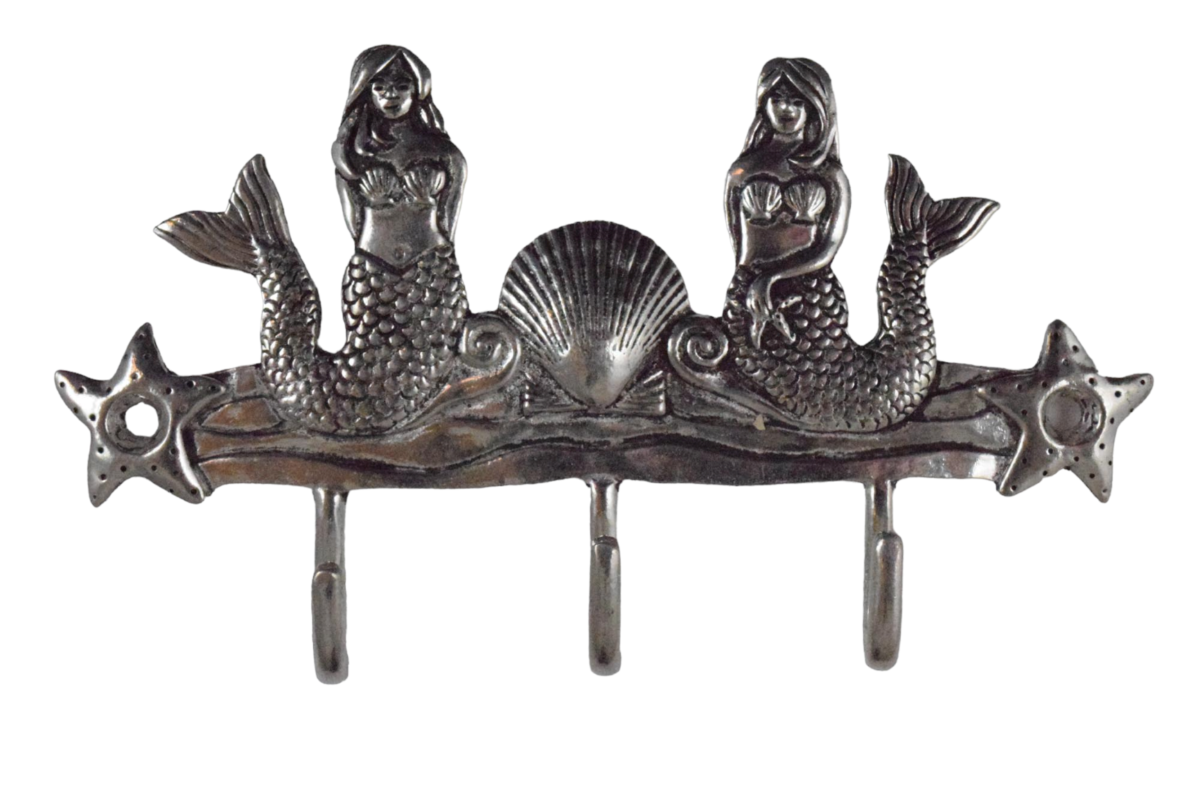Mermaid Themed Pewter Triple Wall Hook - Unique Pewter