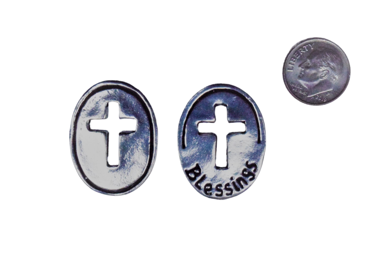 Pewter Pocket Token - Blessings - Open Cross - Unique Pewter